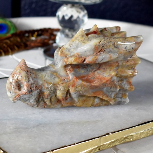 Gemstone, Crystal, Statue, Dragon Head | Accents | Crazy Lace Agate ...